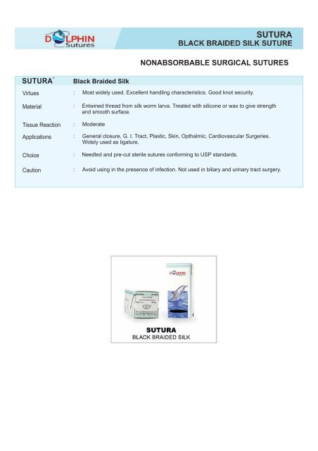 Silk Sutures Catalogue - Dolphin Sutures