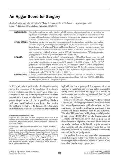 An Apgar Score for Surgery - Atul Gawande