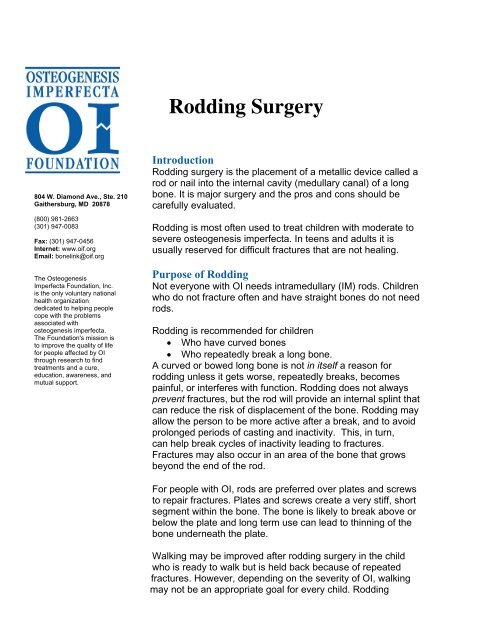 Rodding Surgery - Osteogenesis Imperfecta Foundation