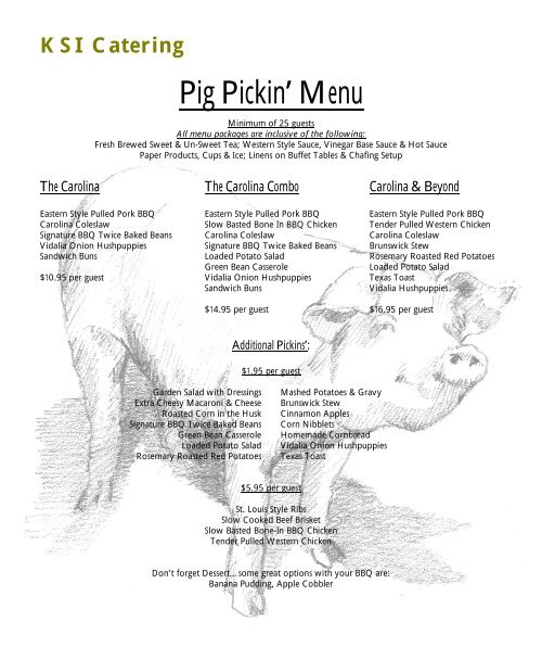 Pig Pickin' Menu - KSI Catering
