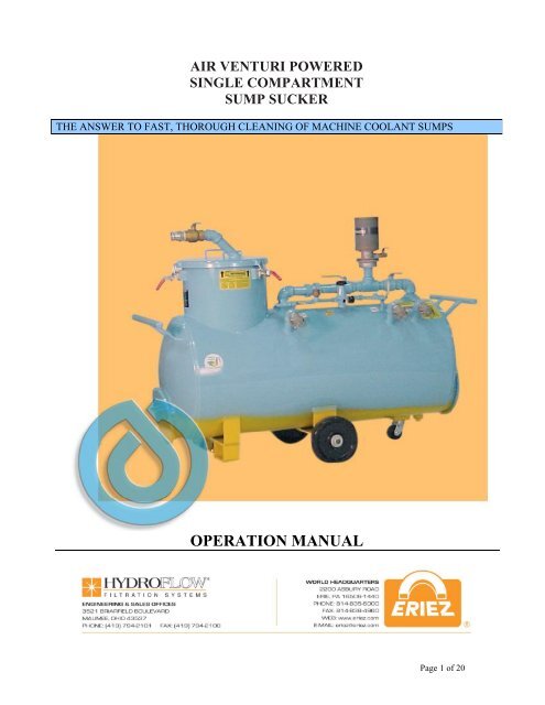 air venturi powered single compartment sump sucker - Master ...