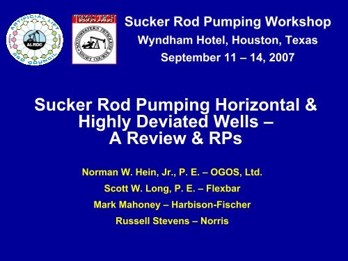 Sucker Rod Pumping Horizontal & Highly Deviated Wells ... - ALRDC
