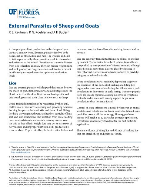 External Parasites of Sheep & Goats - EDIS - University of Florida