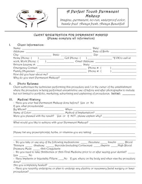 Permanent Makeup Consent Form Saubhaya Makeup