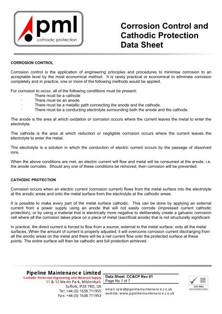 Corrosion Control and Cathodic Protection - Pipeline Maintenance ...
