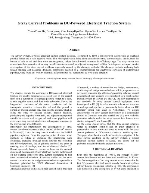 Stray Current Problems in DC-Powered Electrical Traction System