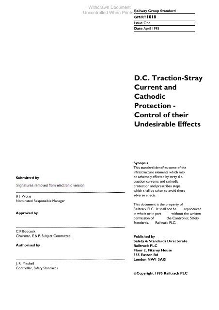 D.C. Traction-Stray Current and Cathodic Protection ... - RGS Online