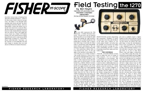 1270 Field Test W&E.indd - Fisher