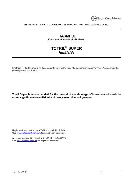 TOTRIL SUPER - Bayer