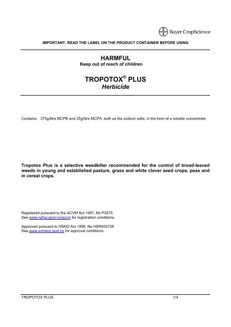 TROPOTOX PLUS - Bayer