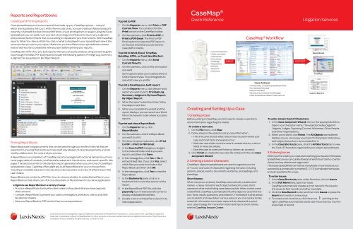 CaseMap Quick Reference Card - LexisNexis