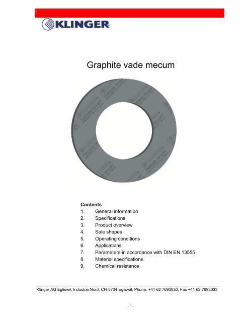 Graphite vade mecum - Klinger AG Egliswil