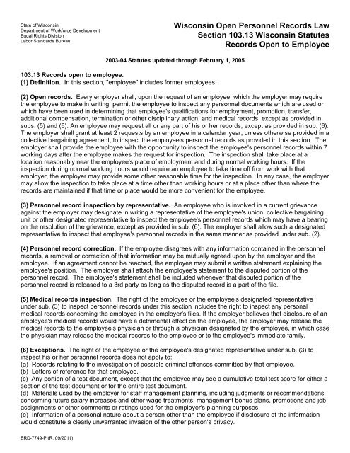 Open Personnel Records - Department of Workforce Development ...