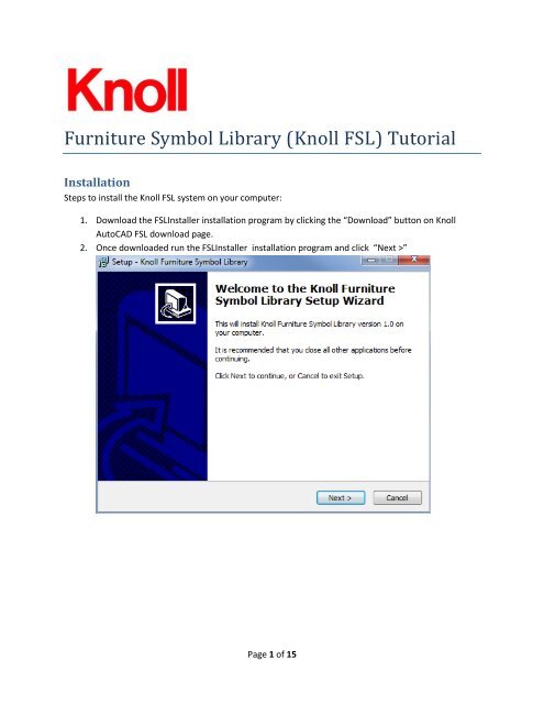 Furniture Symbol Library (Knoll FSL) Tutorial