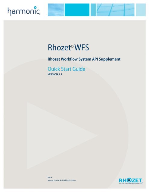 WFS API Quick Start Guide - Rhozet