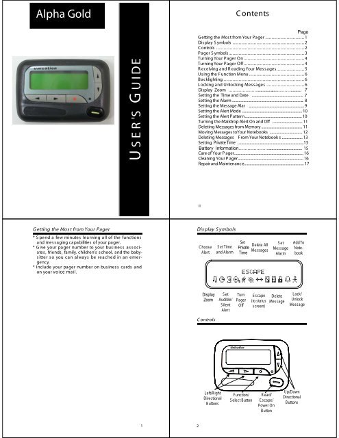 Alpha Gold Pager Manual