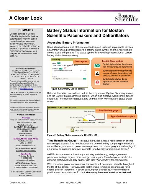A Closer Look Battery Status Information for Boston - Boston Scientific