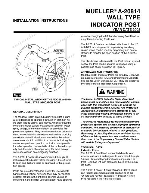Mueller® A-20814 WAll Type IndIcATor posT - Mueller Co.