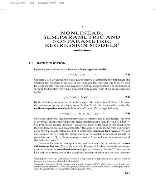 Nonlinear Semiparametric And Nonparametric Regression Models