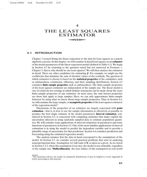 4 The Least Squares Estimator