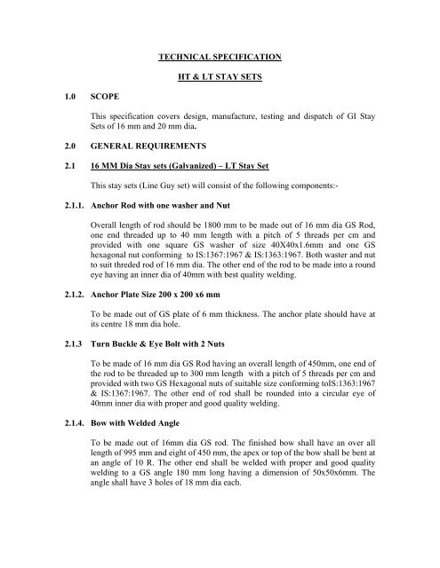 TECHNICAL SPECIFICATION HT & LT STAY SETS 1.0 ... - Southco