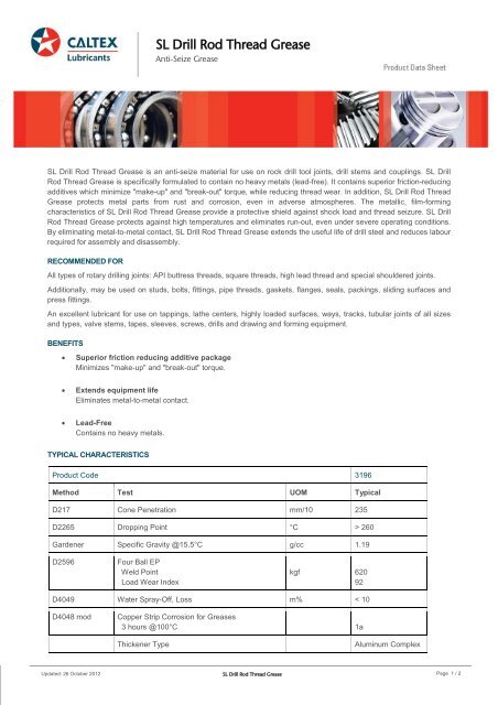 SL Drill Rod Thread Grease - Caltex
