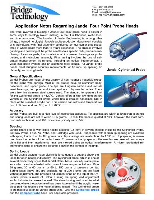Jandel probe head application notes - Four Point Probes