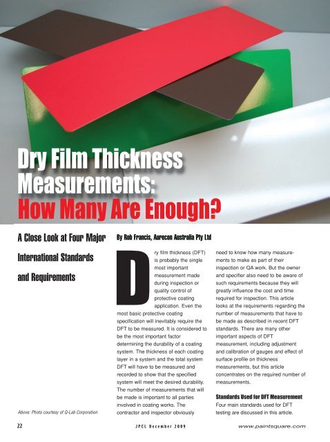 Dry Film Thickness Measurements: How Many Are ... - PaintSquare