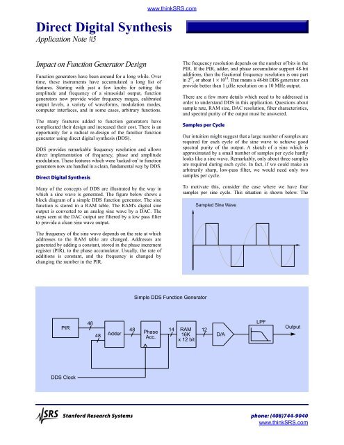 Direct Digital Synthesis - Impact on Function Generator Design