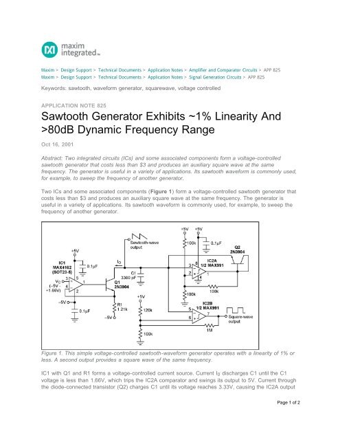 Sawtooth Generator Exhibits ~1% Linearity And >80dB ... - Maxim