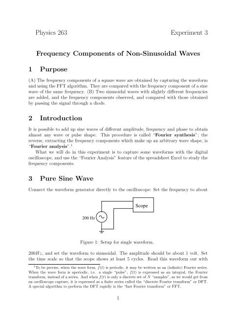 Experiment 3 Frequency Components of Non-sinusoidal Waves
