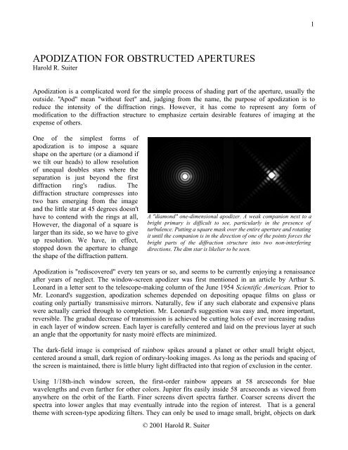 Apodization for Obstructed Apertures design article.