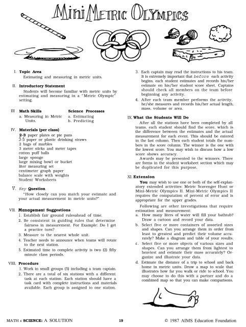 Mini-Metric Olympics - The GEMS Club