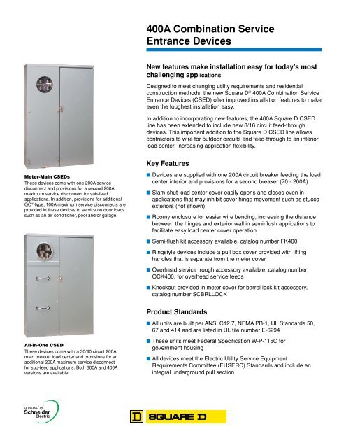 400A Combination Service Entrance Devices - Schneider Electric