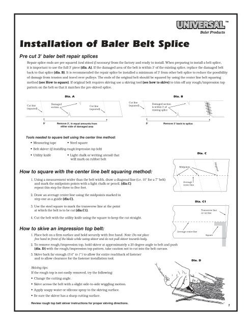 Installation of Baler Belt Splice - Apache Inc.