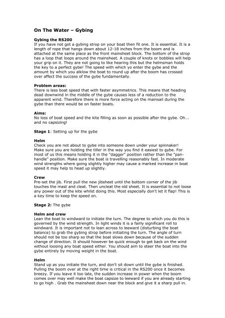 Gybing the RS200 - Rs Sailing