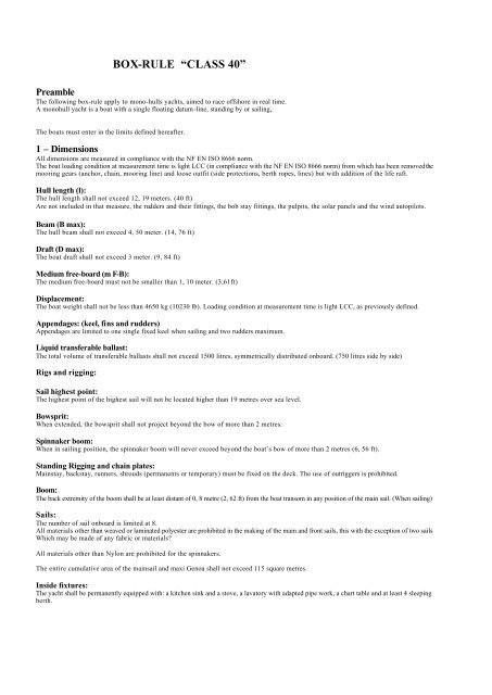 BOX RULE CLASS 40 Class 40 Racing box-rule-class-40-class-40-racing