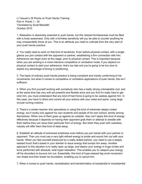 Li Yaxuan - 35 Points on Push Hands [PDF