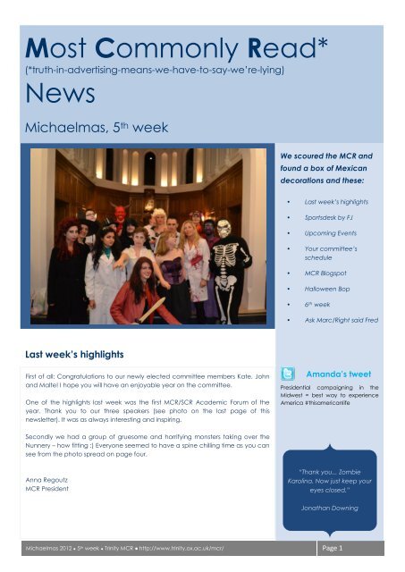 Most Commonly Read* News - Trinity College