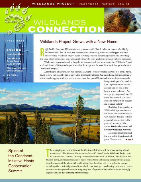 Wildlands Project Grows with a New Name Spine of the Continent ...