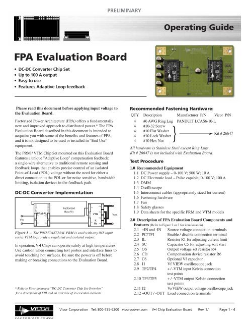 FPA Evaluation Board Datasheet