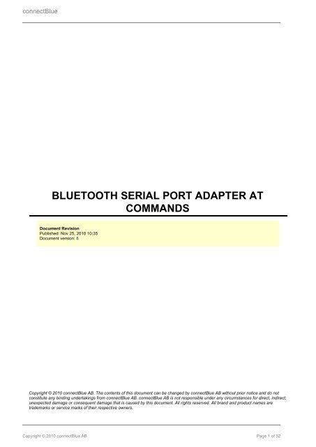 BLUETOOTH SERIAL PORT ADAPTER AT COMMANDS