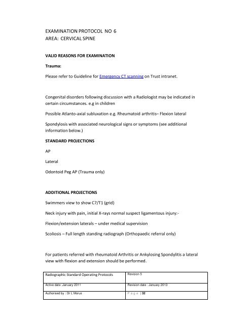 EXAMINATION PROTOCOL NO 6