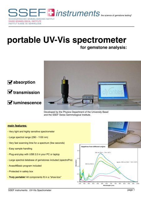 portable UV-Vis spectrometer for gemstone analysis - SSEF