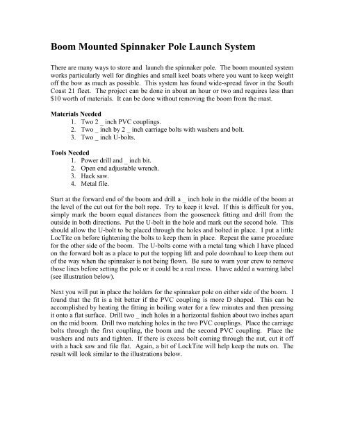 Boom Mounted Spinnaker Pole Launch System - Austin Yacht Club