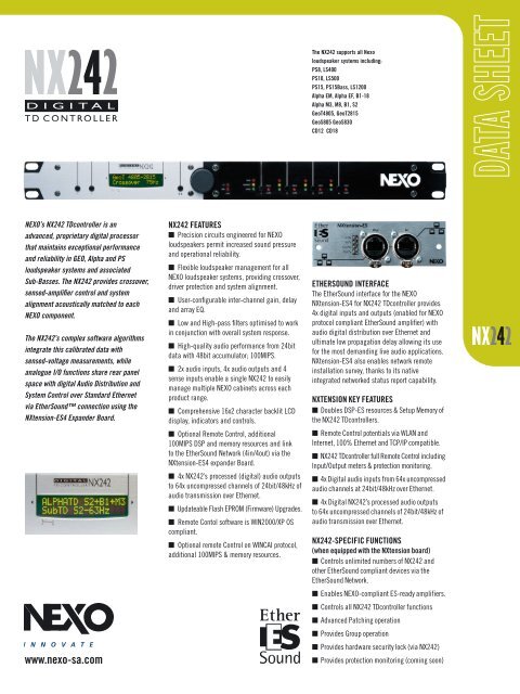 NX242 Data Sheet - Nexo
