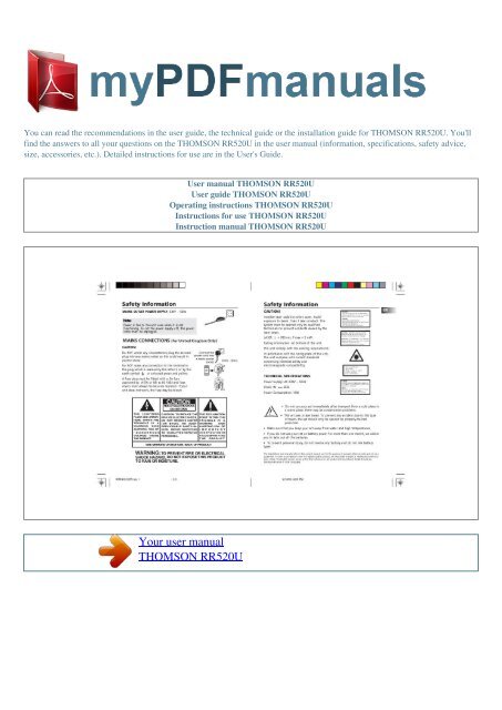 User manual THOMSON RR520U - MY PDF MANUALS