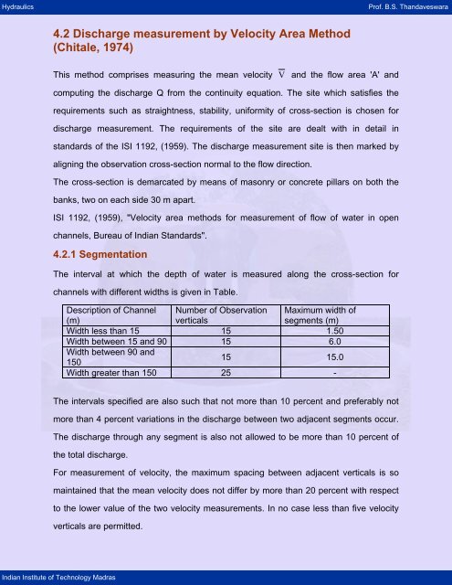 Discharge measurement by Velocity Area Method - nptel - Indian ...