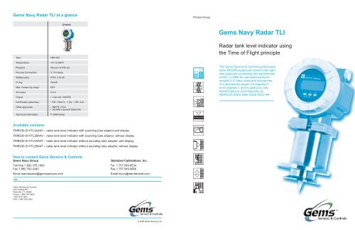 Gems Navy Radar TLI - Standard Calibrations, Inc