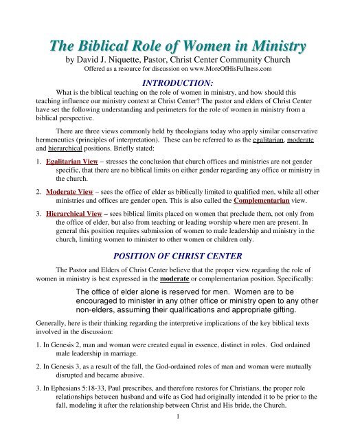 The Biblical Role of Women in Ministry